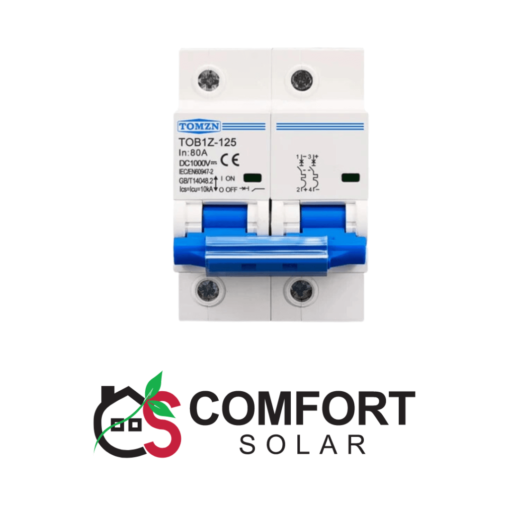 TOMZN 2P DC Circuit Breaker 125A/100A 600V - Comfort Solar