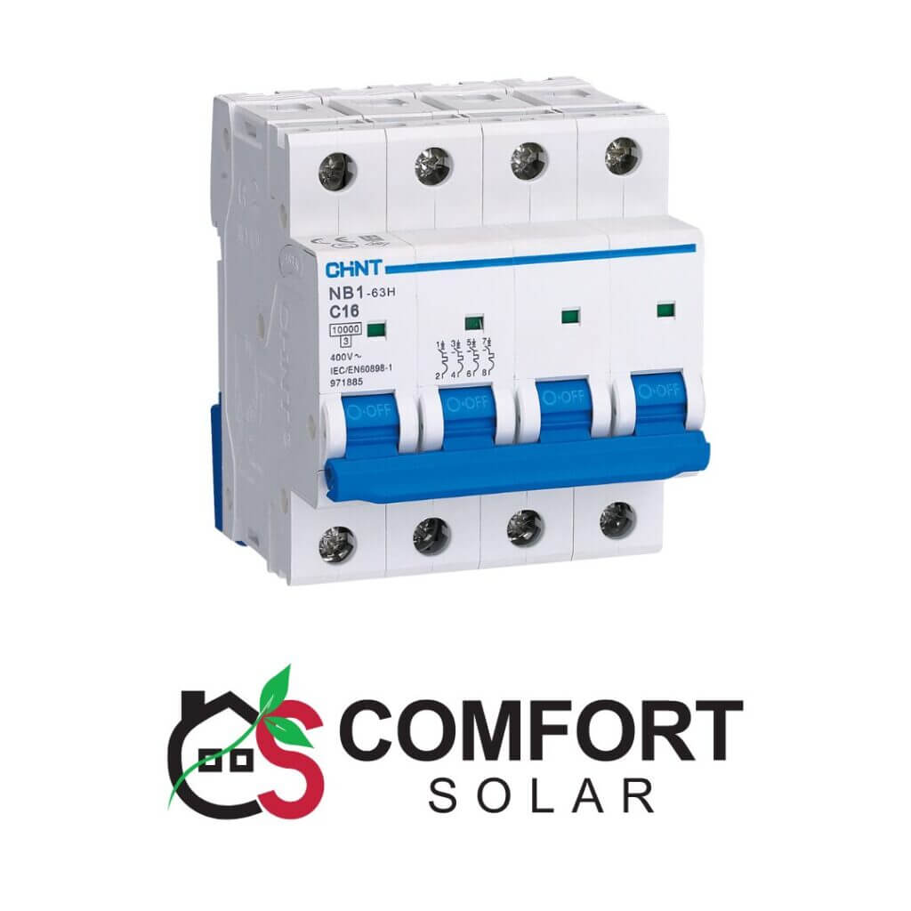 CHINT NB1-63 DC 4 Pole 32A/1000V Miniature Circuit Breaker (MCB) - Comfort Solar